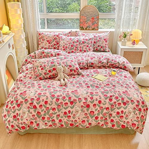 Amazon.com: LIWHENHAO Rabbit Duvet Cover Set Twin 100% Cotton Bedding ...