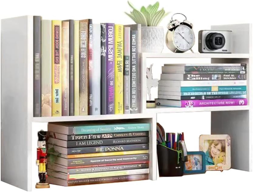 Amazon.com : PAG Adjustable Desktop Shelf Wood Small Bookshelf Desk ...