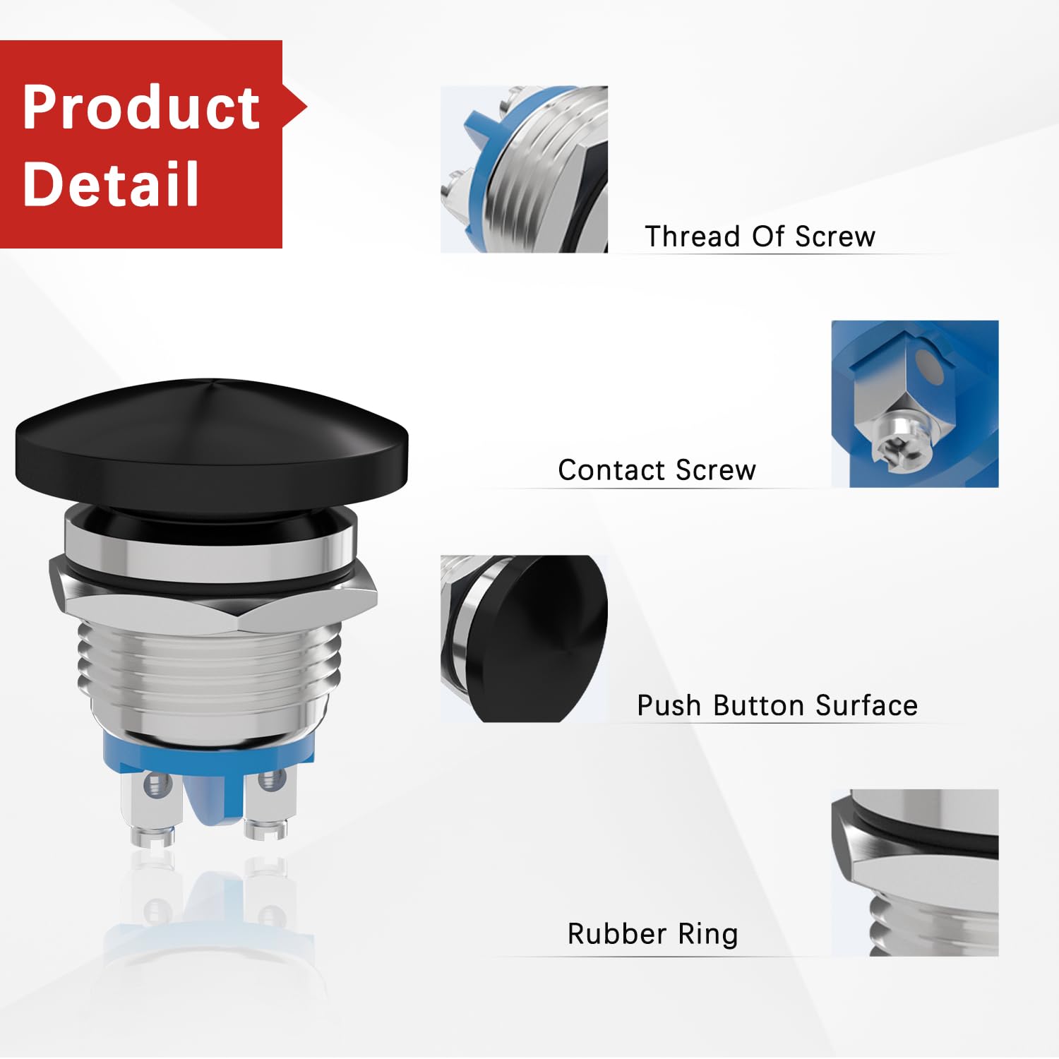 Snapklik.com : APIELE 16MM Momentary Push Button Switch Mushroom Head ...