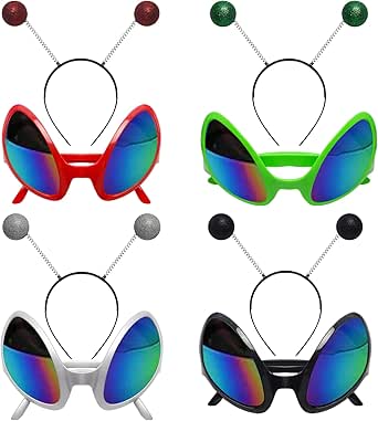 Amazon.com: 8 Pcs Alien Headband and Glasses Alien Rainbow Lens ...