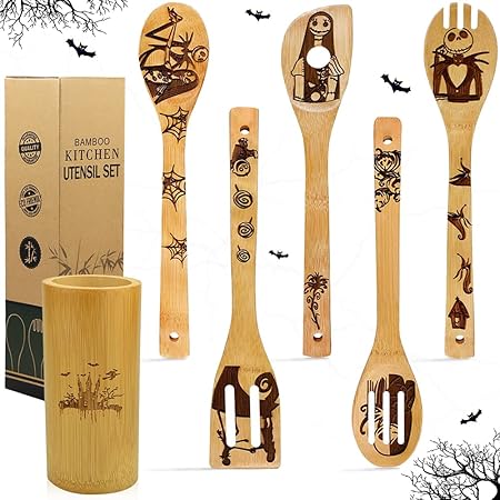 Amazon.com: Nightmare Before Christmas Gifts-5 Pcs Wooden Spoons for ...