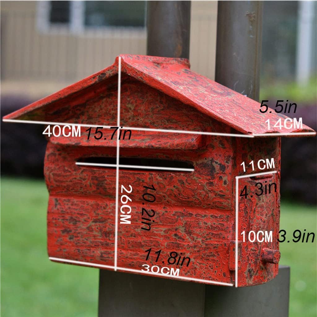 Buy Solid Wood House Mailbox Retro Wall Mount Lockable with Key Drop ...