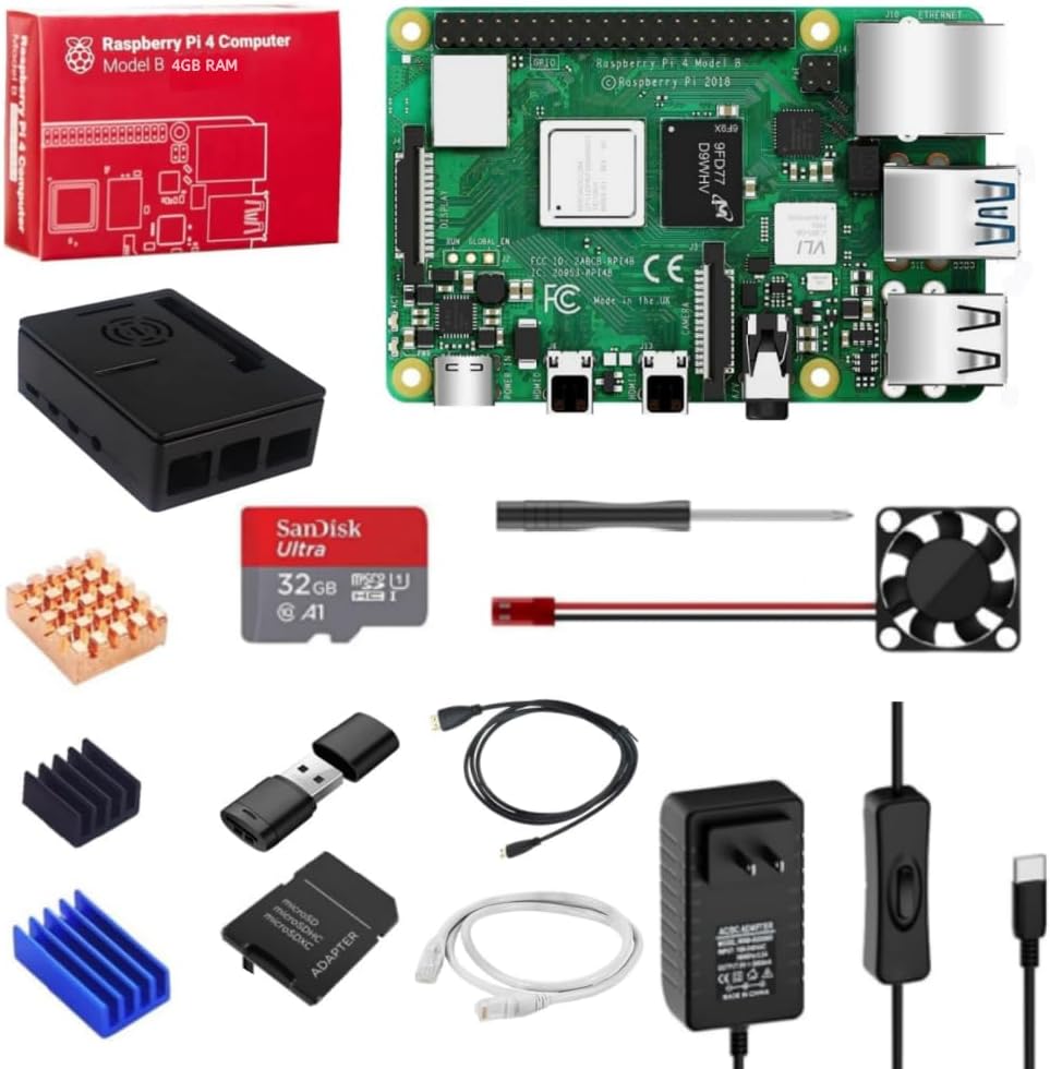 Vemico Raspberry Pi 4 4GB Kit Raspberry pi 4 Model B Starter Kit with ...