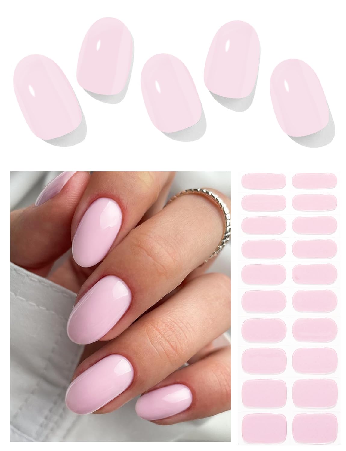 Amazon.com: AutyaMee Semi Cured Gel Nail Strips (Pale Pink), 20 Pcs Gel ...