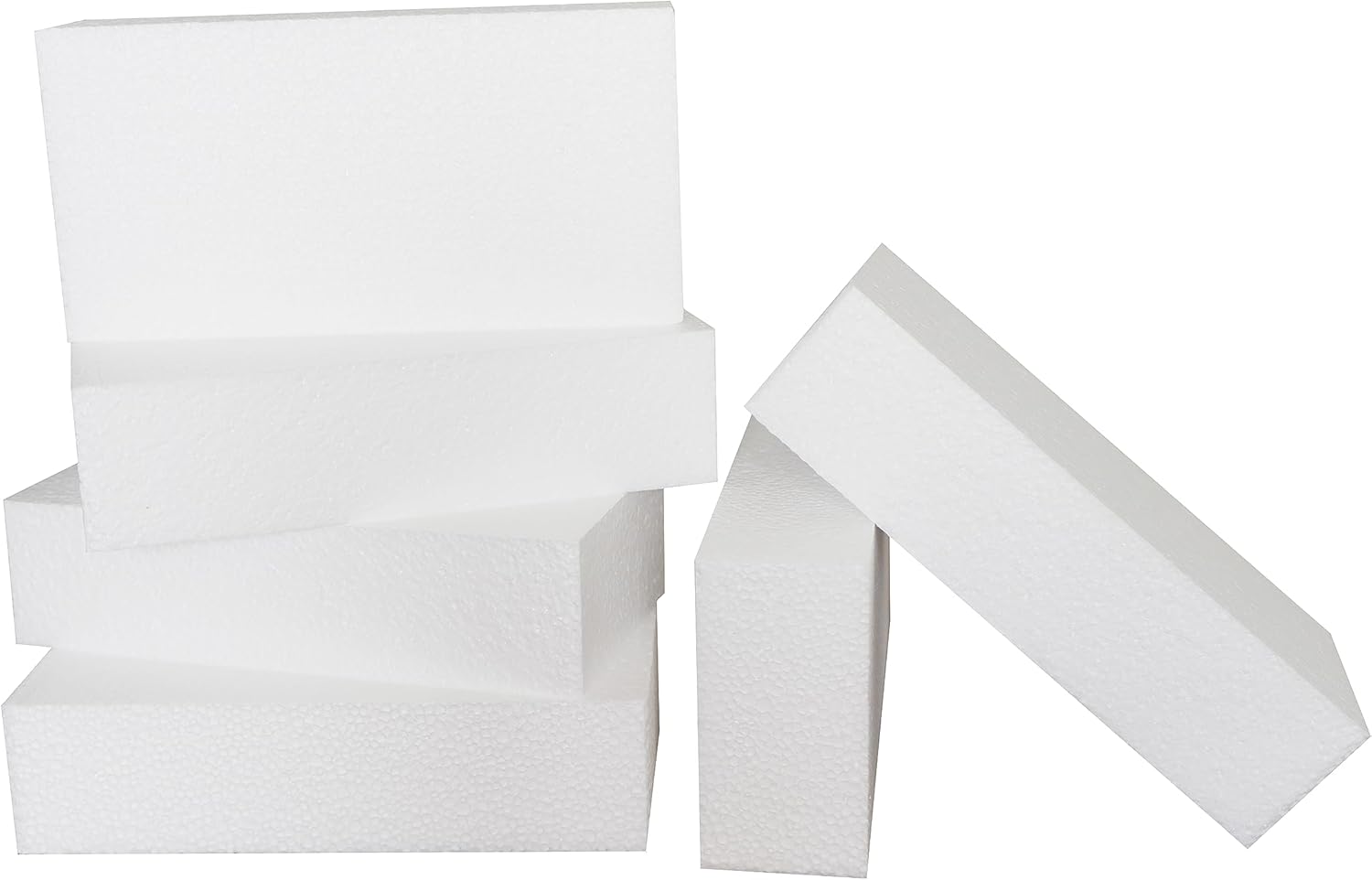 Dnb Craft Foam Blocks 6pcs 8x4x2 Inch Rectangle Eps Polystyrene White Foam Bricks