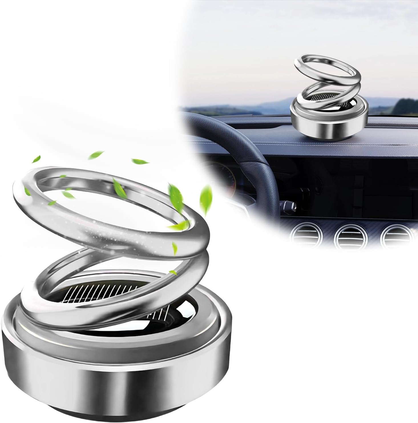 Amazon.com: DXNQ Solar Rotating Car Air Freshener, Double Ring Solar ...