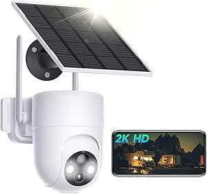 LIWAN Security Cameras Wireless Outdoor, 2K Solar Security Camera Outdoor, Camera Surveillance ...