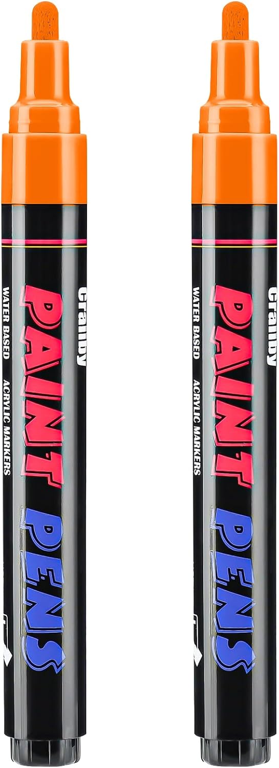 Amazon.com: Craiiby Orange Paint Pens Paint Markers - 2 Pack Permanent ...