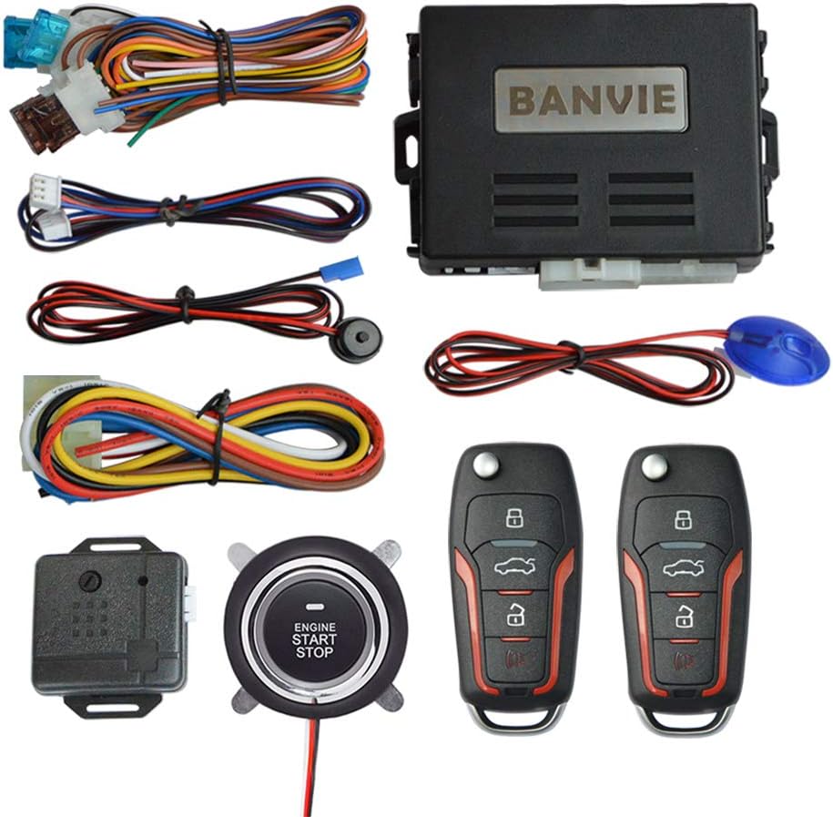 BANVIE ① Car Keyless Entry Security Alarm System + ② Remote Engine ...