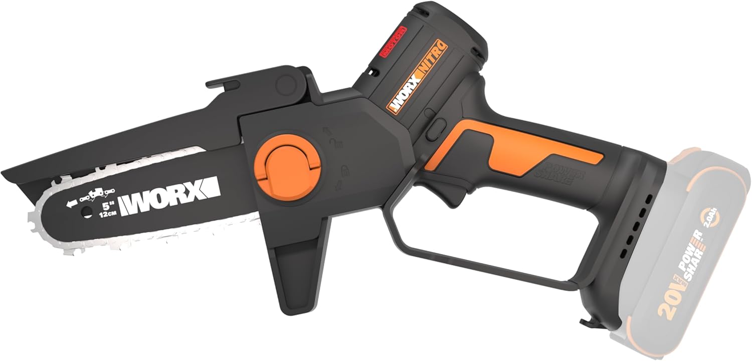 Amazon.com : Worx 20V Cordless 5" Pruning Saw, Brushless Mini Chainsaw ...