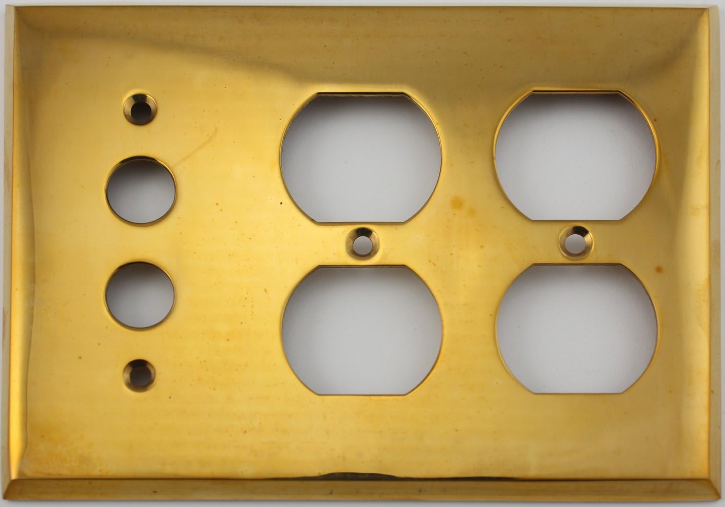 Unlacquered Polished Brass 3 Gang Combination Switch Plate - 1 Push ...