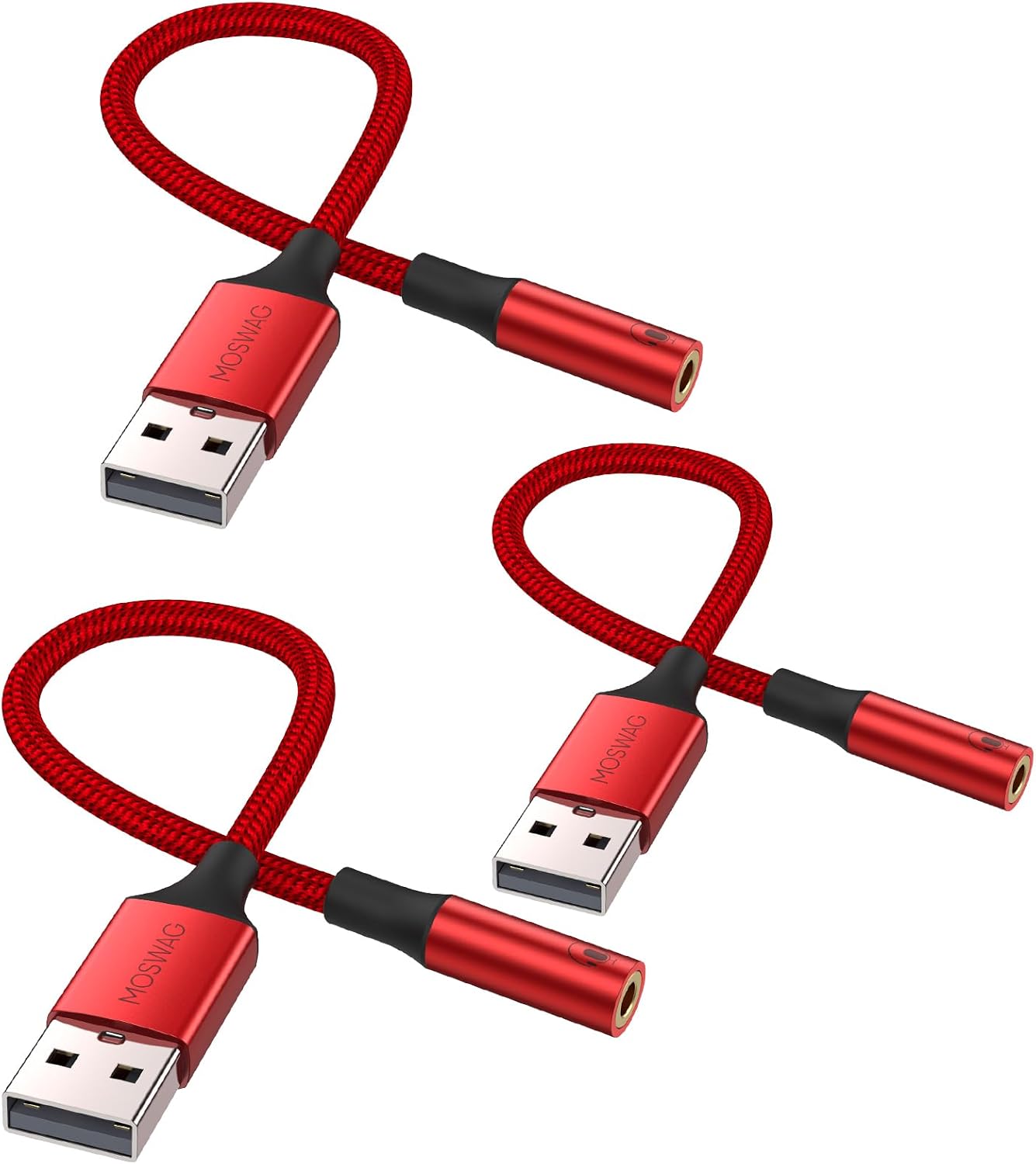 MOSWAG USB to 3.5mm Jack Audio Adapter,USB to Aux Cable with TRRS 4-Pole Mic-Supported USB to ...