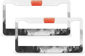 Amazon.com: Foggy Forest Landscape with Pine Trees and Mountains ...