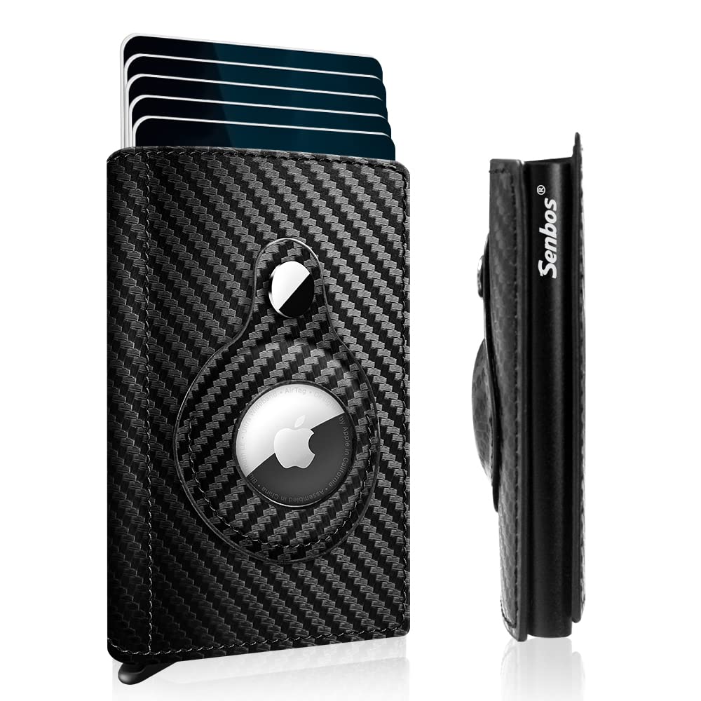 Senbos Minimalist Wallet with AirTag Holder, PU Leather Slim Wallet ...