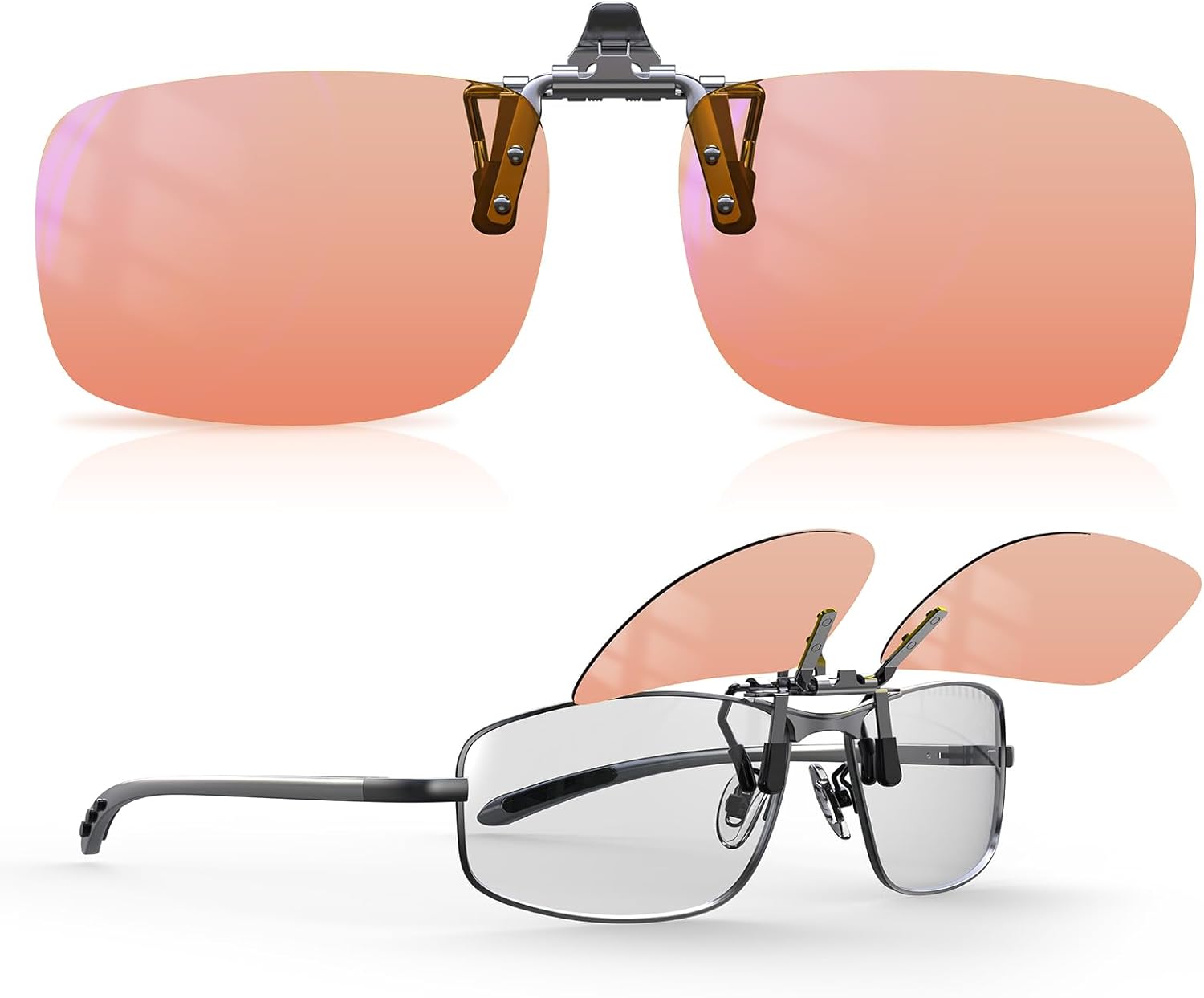 Goiteia FL-Rose - Gafas de migraña con clip de color ámbar, con bloqueo ...