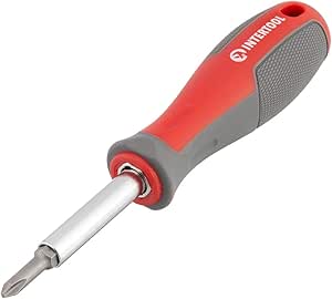 INTERTOOL 6-in-1 Multi Bit Screwdriver, Double-sided Phillips and Slotted Bits, Anti-Slip Handle ...