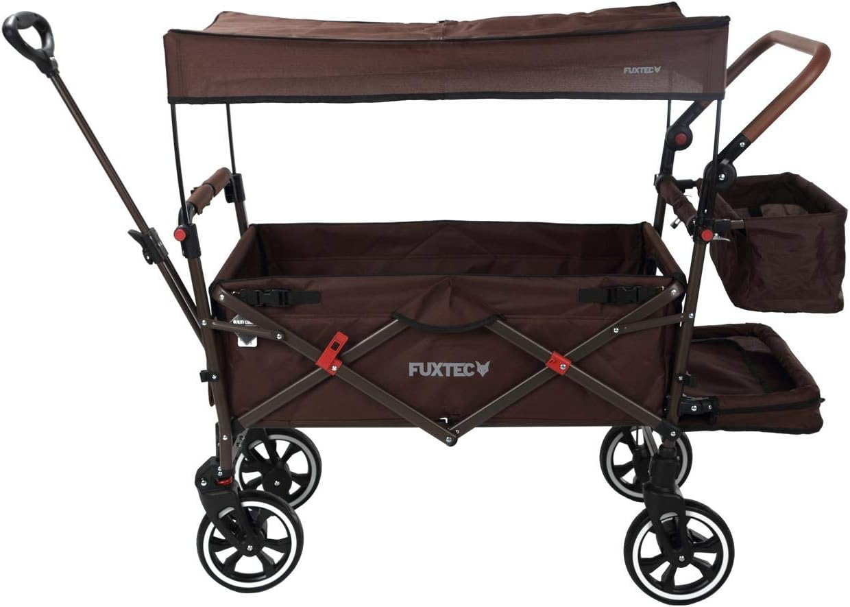 FUXTEC Bollerwagen faltbar FX-CT850 Braun mit Dach - Transportwagen ...