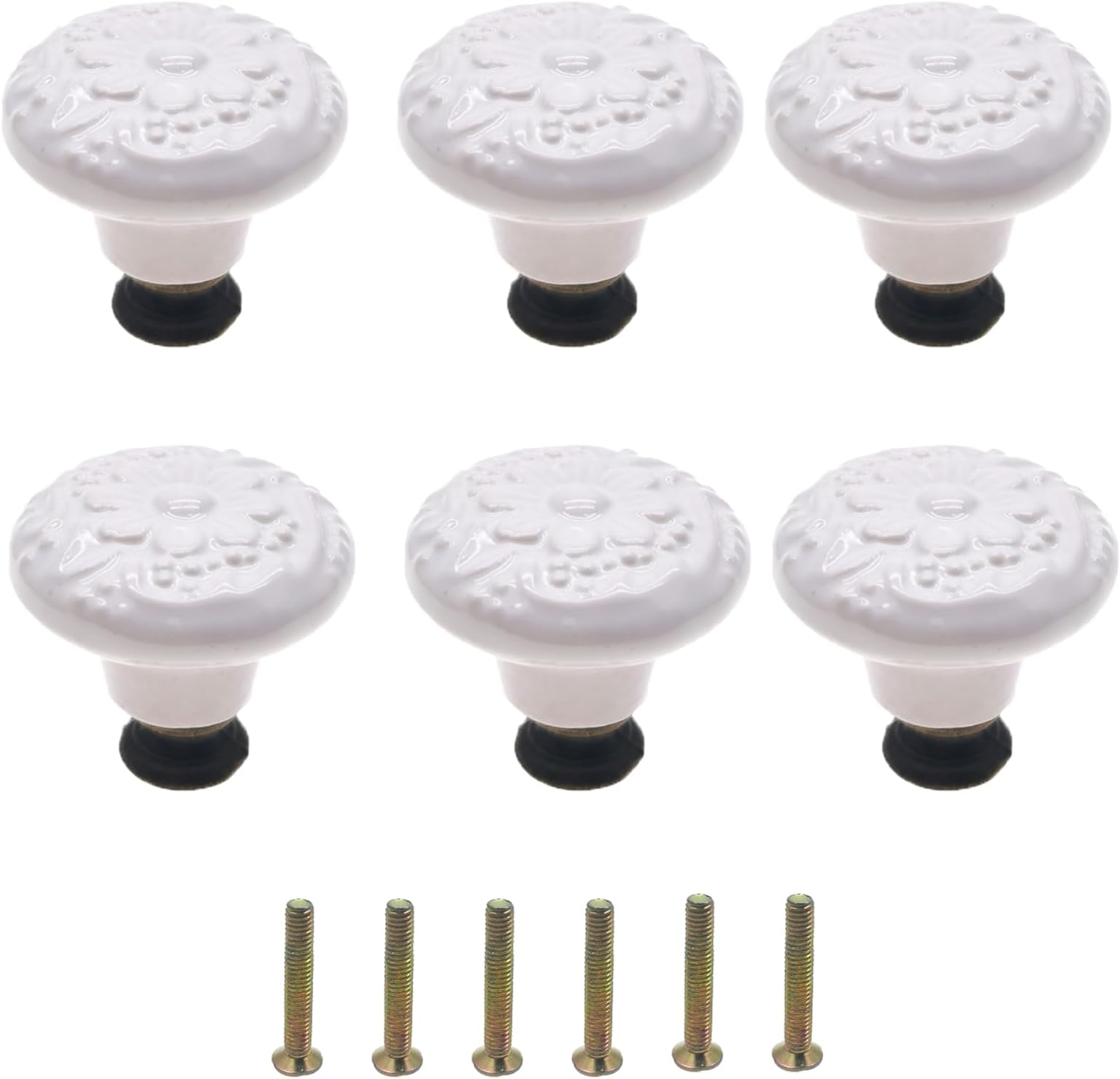 Lot of 10 Grey and White Ceramic Knobs (Beige Color) Handmade Cupboard ...