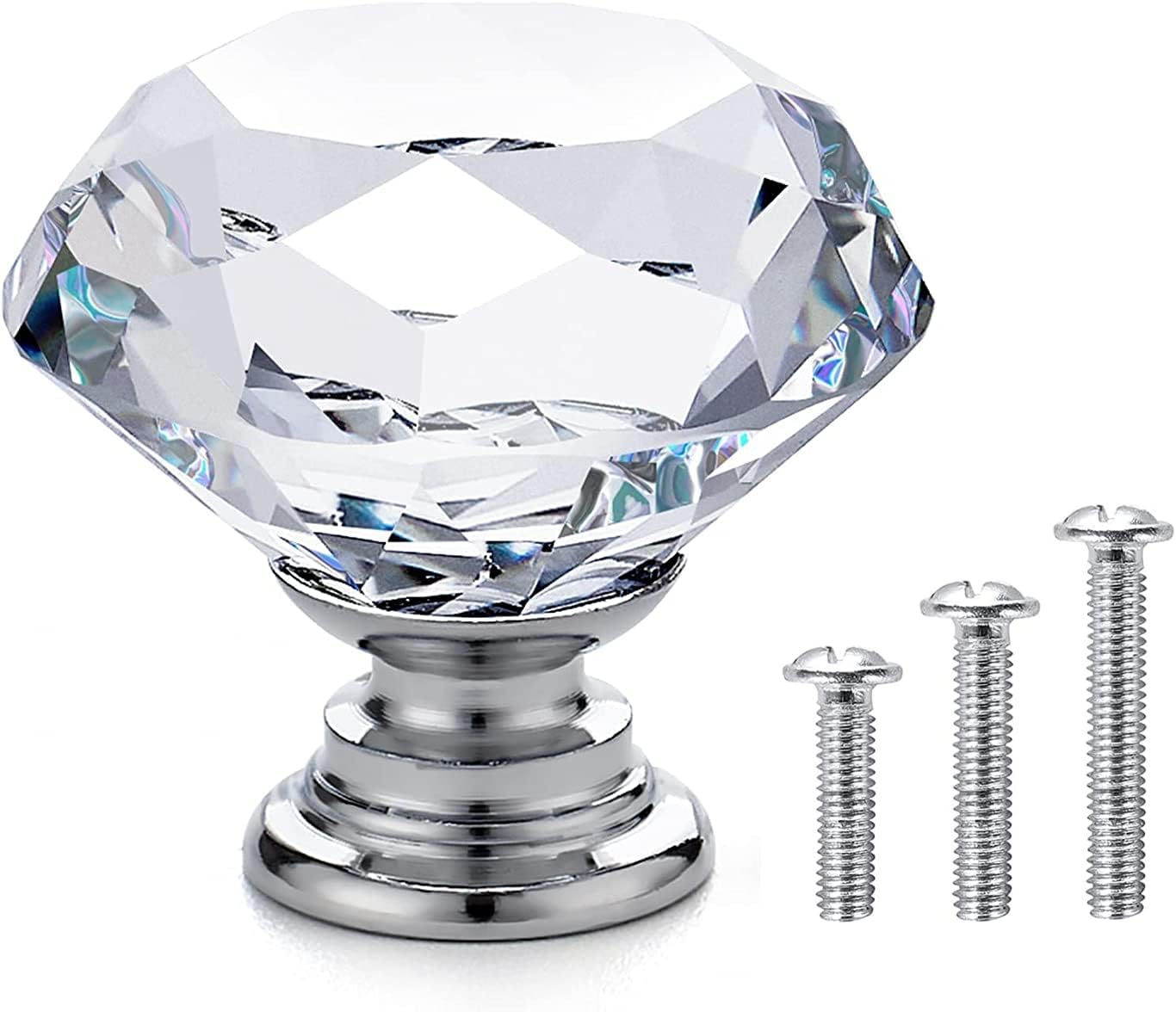 Eshowy 4 X 40MM Clear Crystal Glass Diamond Cut Door Knobs Kitchen ...