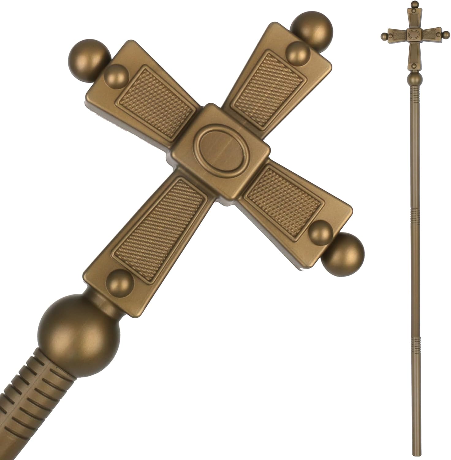 Amazon.com: Halloween Costume Saint Bronze Cross Scepter Toy Priest ...