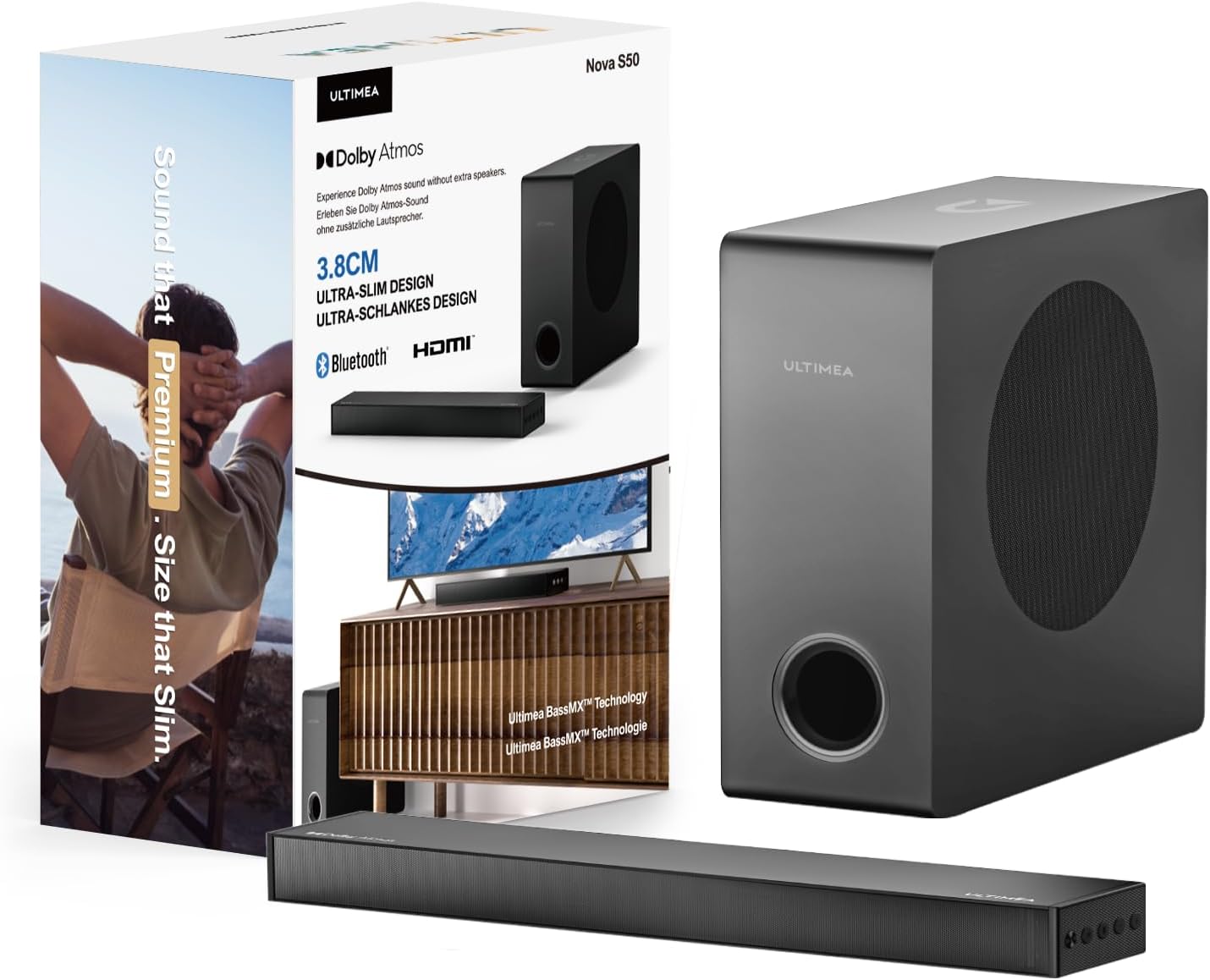 Amazon.com: ULTIMEA Sound Bars 3D Surround Sound System for TV Speakers ...