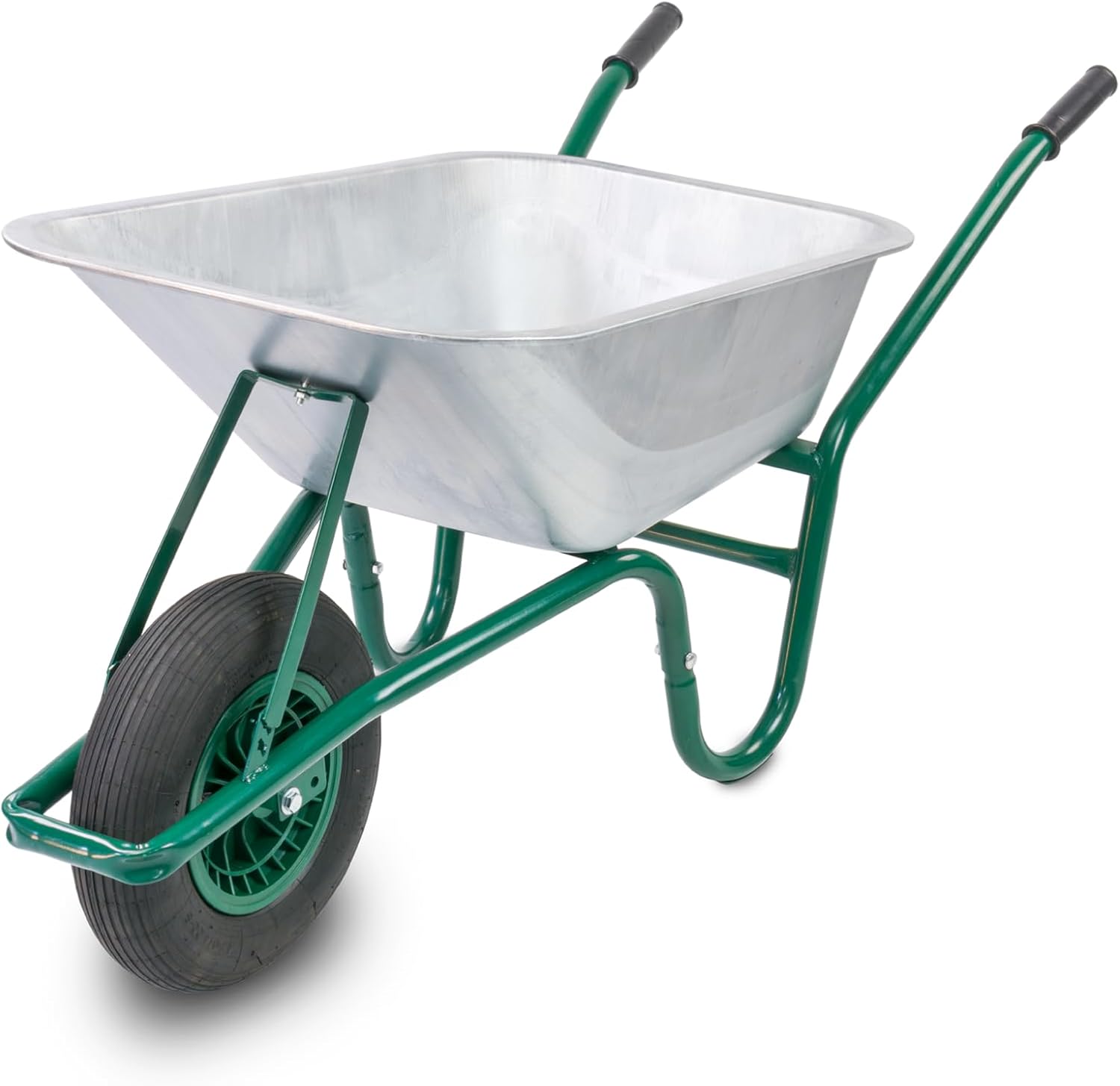 KCT 85L Garden Galvanised Heavy Duty Steel Wheelbarrow with Pneumatic ...