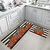 Amazon.com: GEEORY Fall Kitchen Mats Set of 2, Striped Pumpkins Bowknot ...