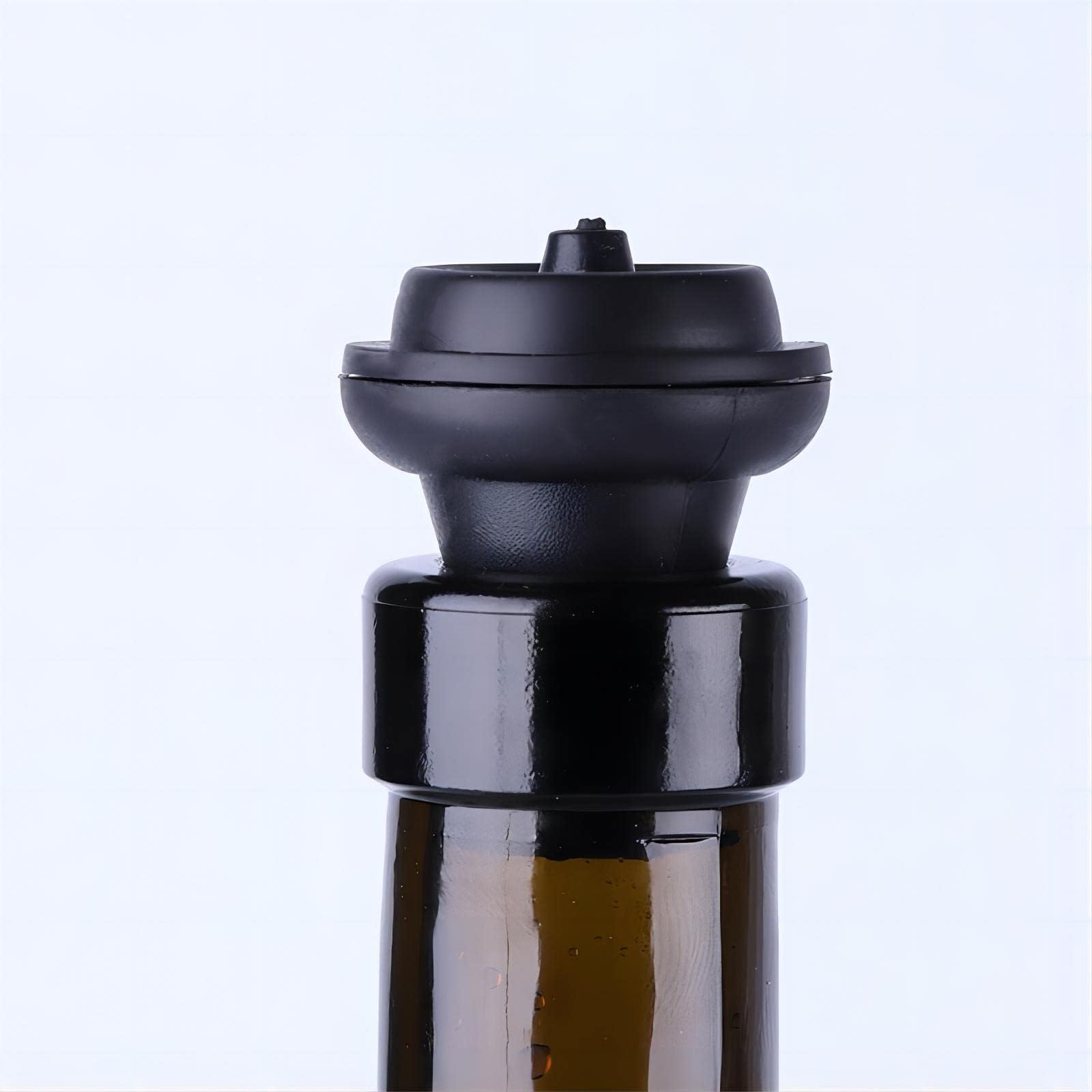 Snapklik.com : Wine Vacuum Stoppers Set Of 6 Black