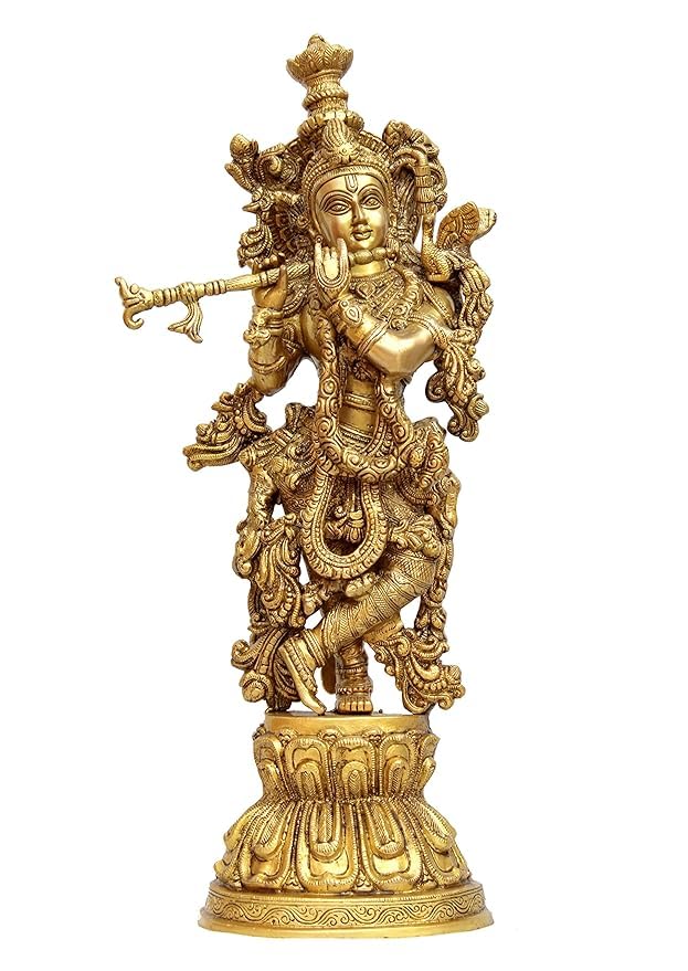 Buy Mla’s Decor Lord Murli Manohar Krishna Krishan Brass Statue Murti ...