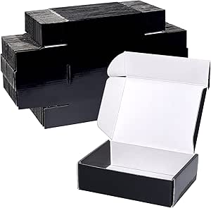 Amazon.com: OUGEBOX 7x5x2" Black Shipping Boxes, Pack of 50, Small ...