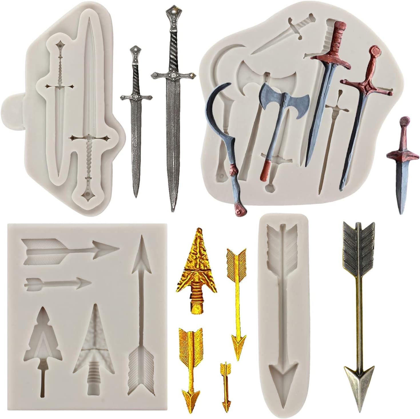 Amazon.com: TEYOULIN Sword Silicone Molds Battle Axe Fondant Mold ...