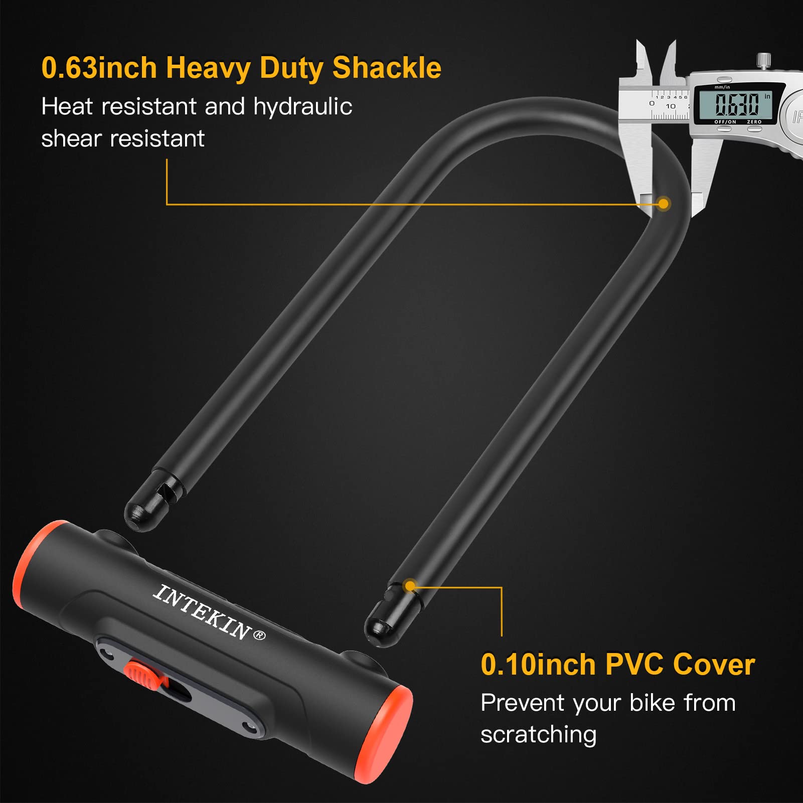 Snapklik.com : INTEKIN Bike U Lock Heavy Duty Bike Lock Bicycle Lock ...