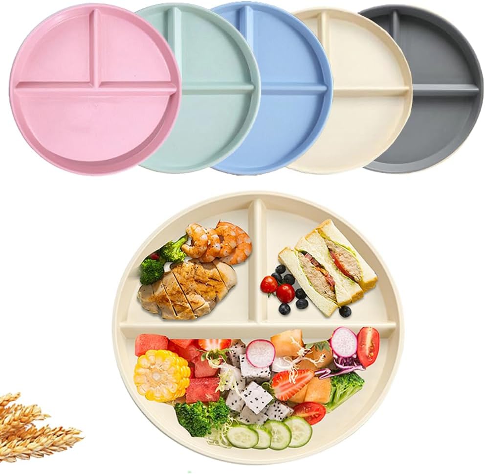 Amazon.com: PLASKIDY Toddler Plates With Dividers - Set of 4 Kids ...