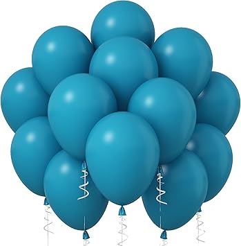 Amazon.com: Jobkoo Peacock Blue Balloons, 12 Inch 30 Pcs Turquoise Blue Balloon Teal Blue Latex ...