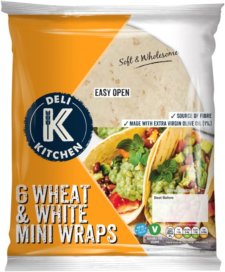 Deli Kitchen 6 Wheat & White Mini Wraps 186g : Amazon.co.uk: Grocery