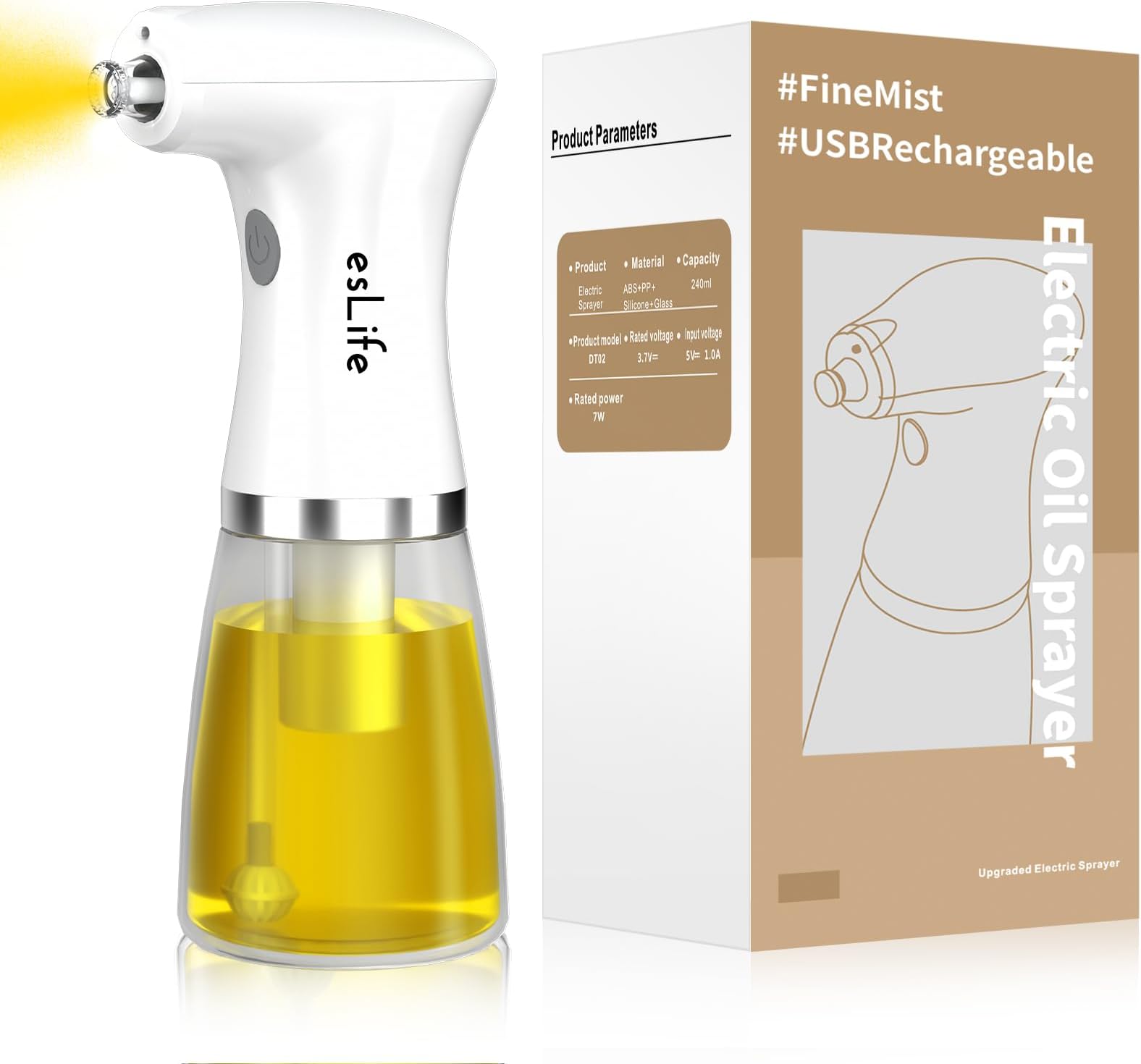Amazon.com: esLife Electric Oil Sprayer for Cooking, 8oz USB ...