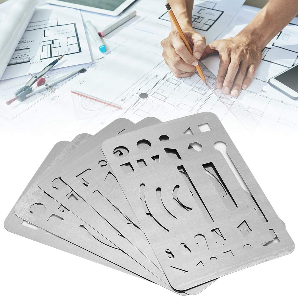 Erasing Shield, 10Pcs 27 Holes Stainless Steel Erasing Shield Drawing Template Ruler Drawing ...