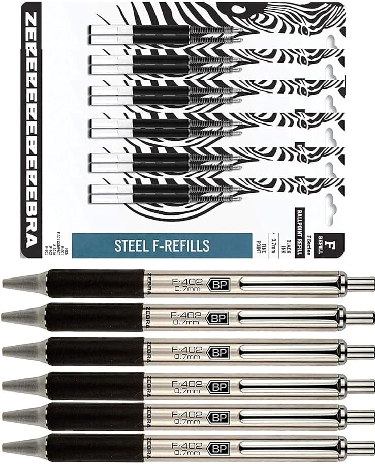 Amazon.com : Zebra F-402 Ballpoint Stainless Steel Retractable Pens ...