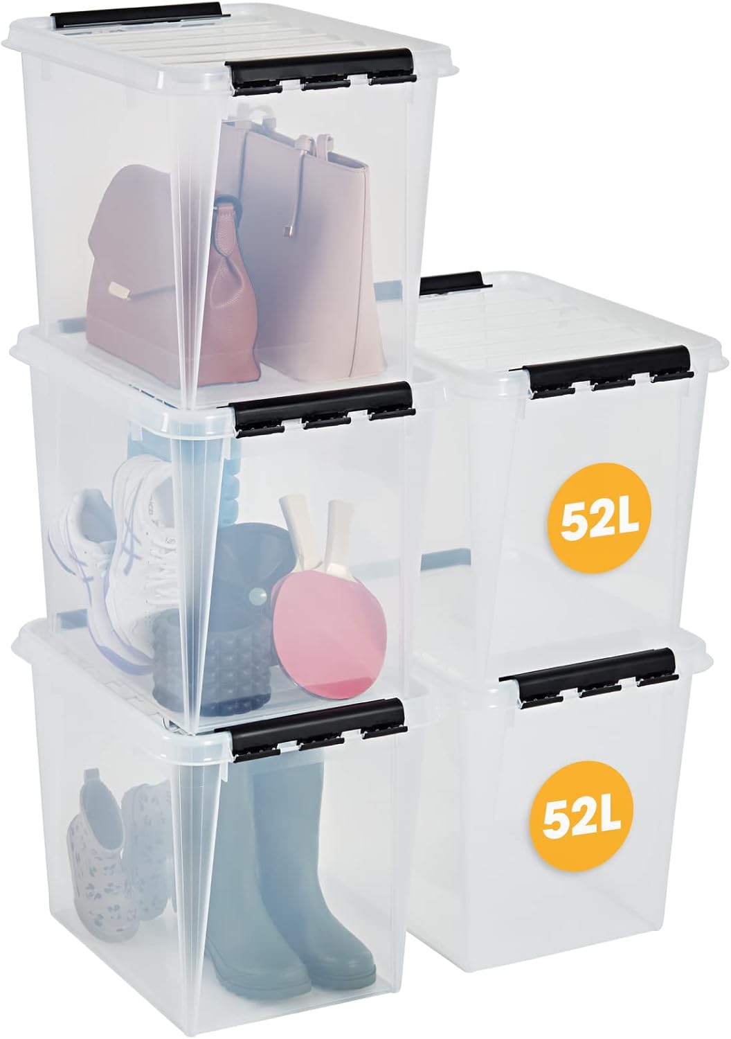 SmartStore 52L Large Plastic Storage Boxes with Lid, 5 Pack, Reinforced ...