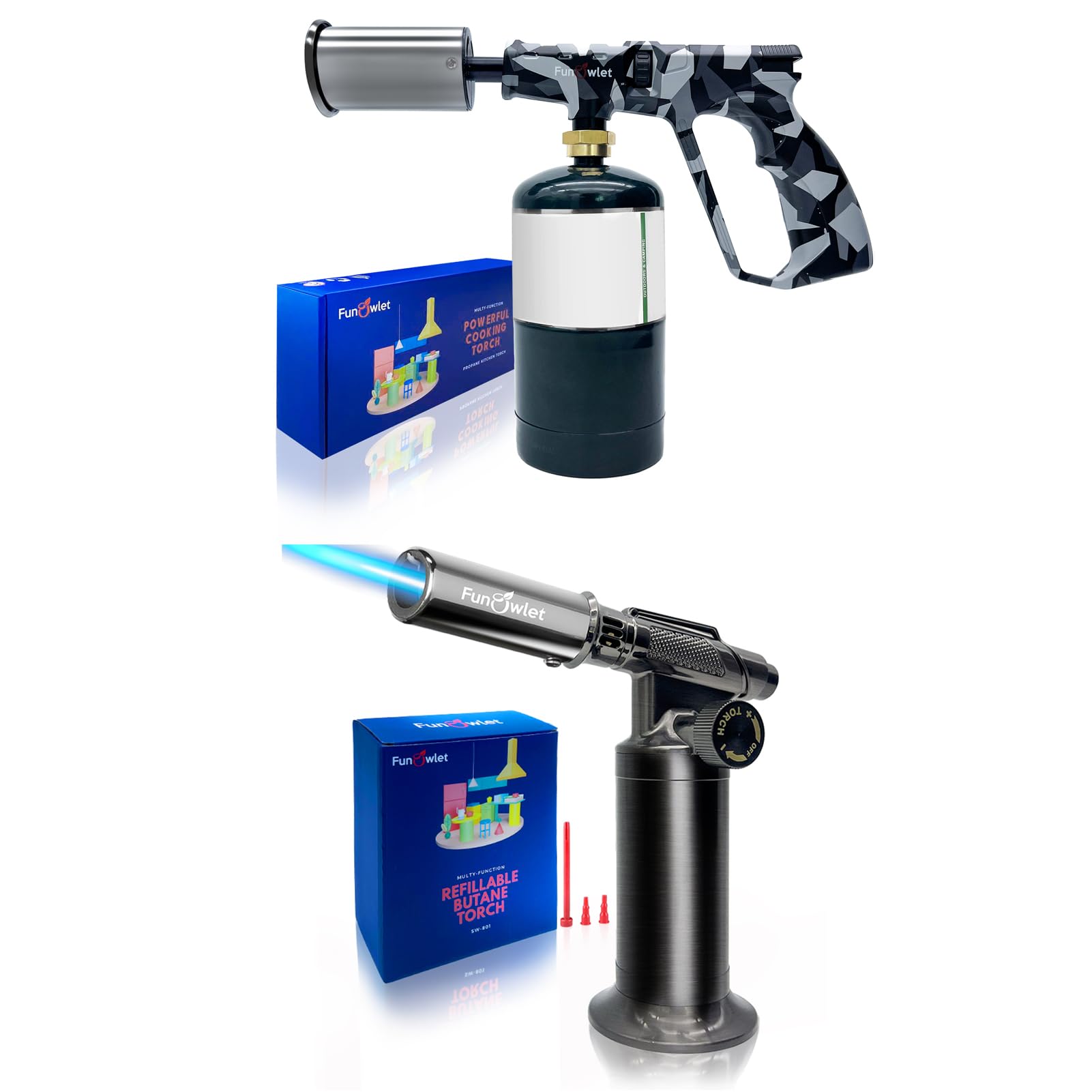 Amazon.com: 2 Pack Powerful Cooking Torch Lighter - Culinary Kitchen ...