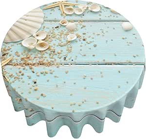Amazon.com: Giwawa Seashell Round Tablecloth, Summer Ocean Starfish on ...