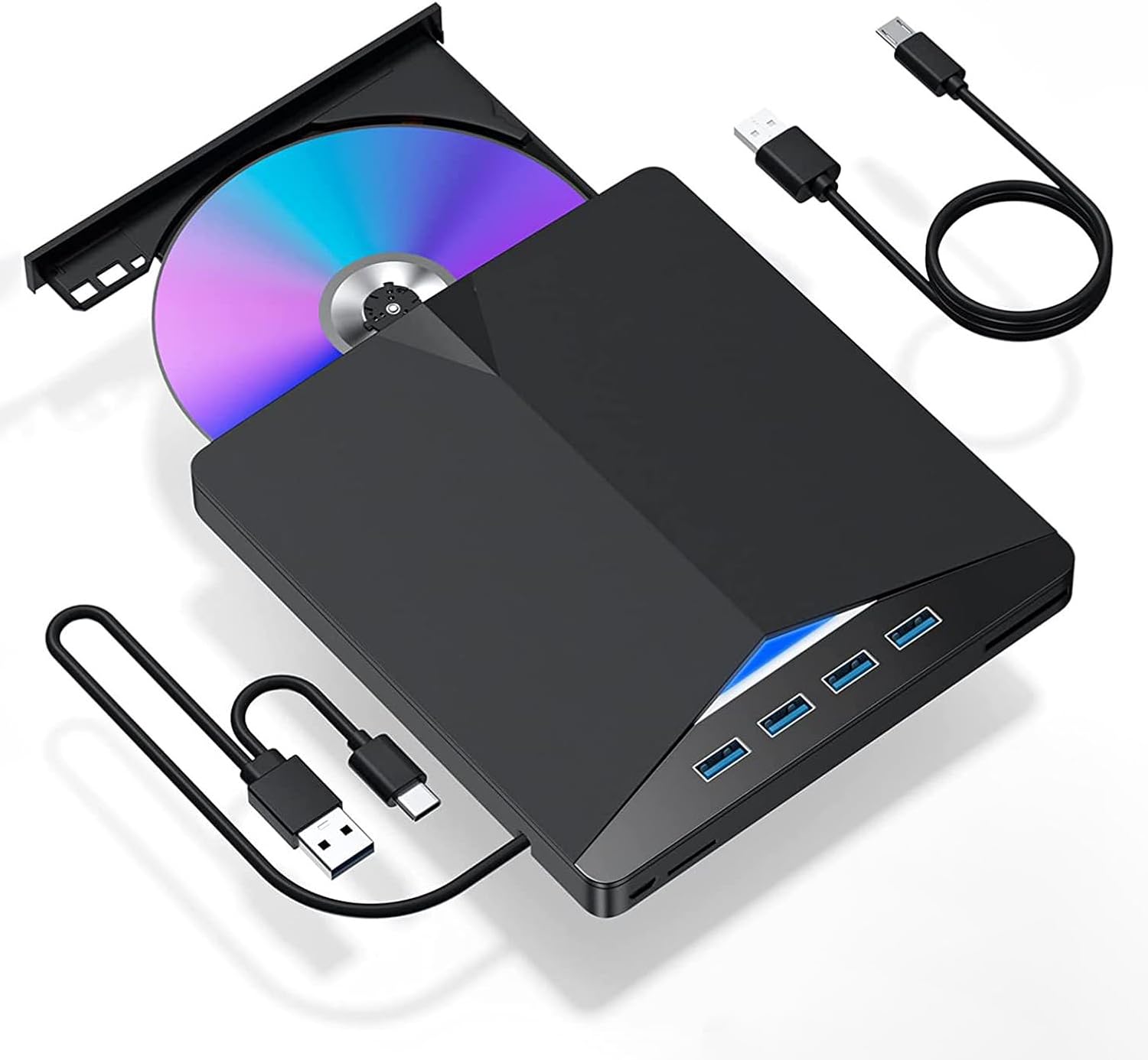 Amazon.com: C&N 7IN1 USB External CD DVD Drive with 4 USB Ports and 2 TF/SD Card Slots, USB 3.0 ...