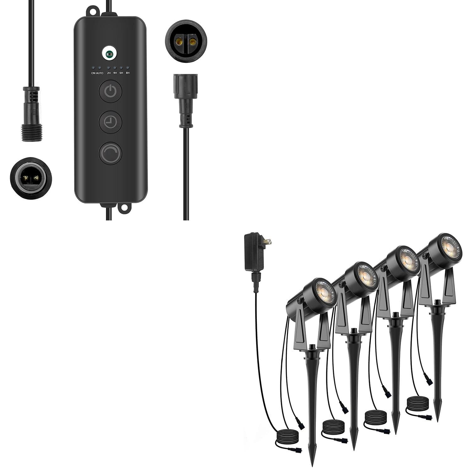 SUNTHIN Outdoor Landscape Lighting 4 Pack with Dusk to Dawn Sensor for ...