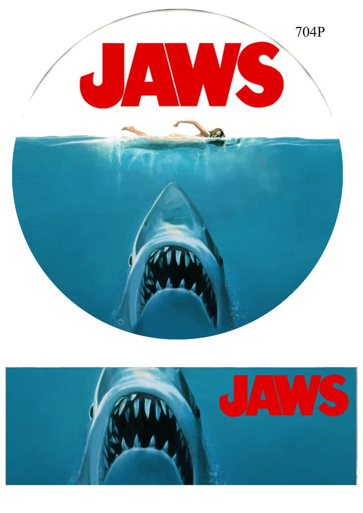 Jaws Shark Cake Topper Round Cake Topper Edible Rice Paper | Desertcart ...