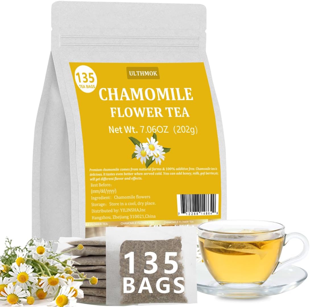 Amazon.com : 135 Premium Chamomile Tea Bags, Made with 100% Pure ...