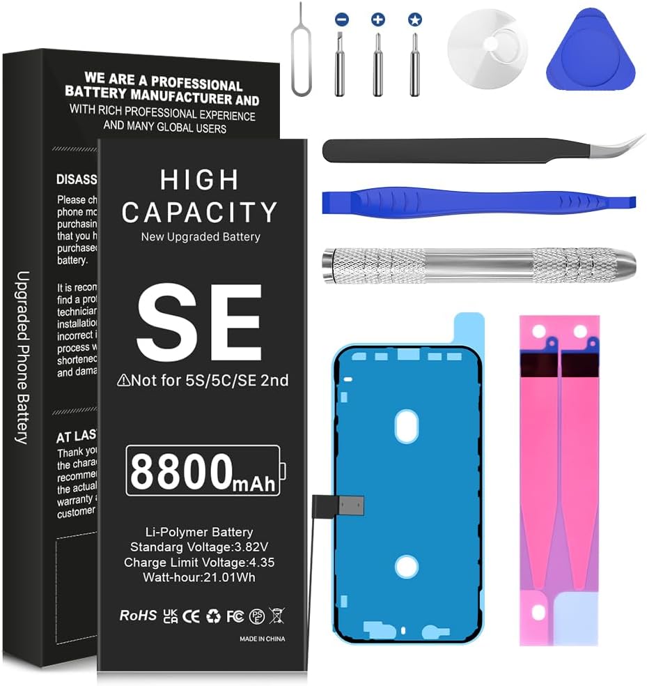 Amazon.com: Battery for iPhone SE 2016 1st Generation, 8800mAh New ...