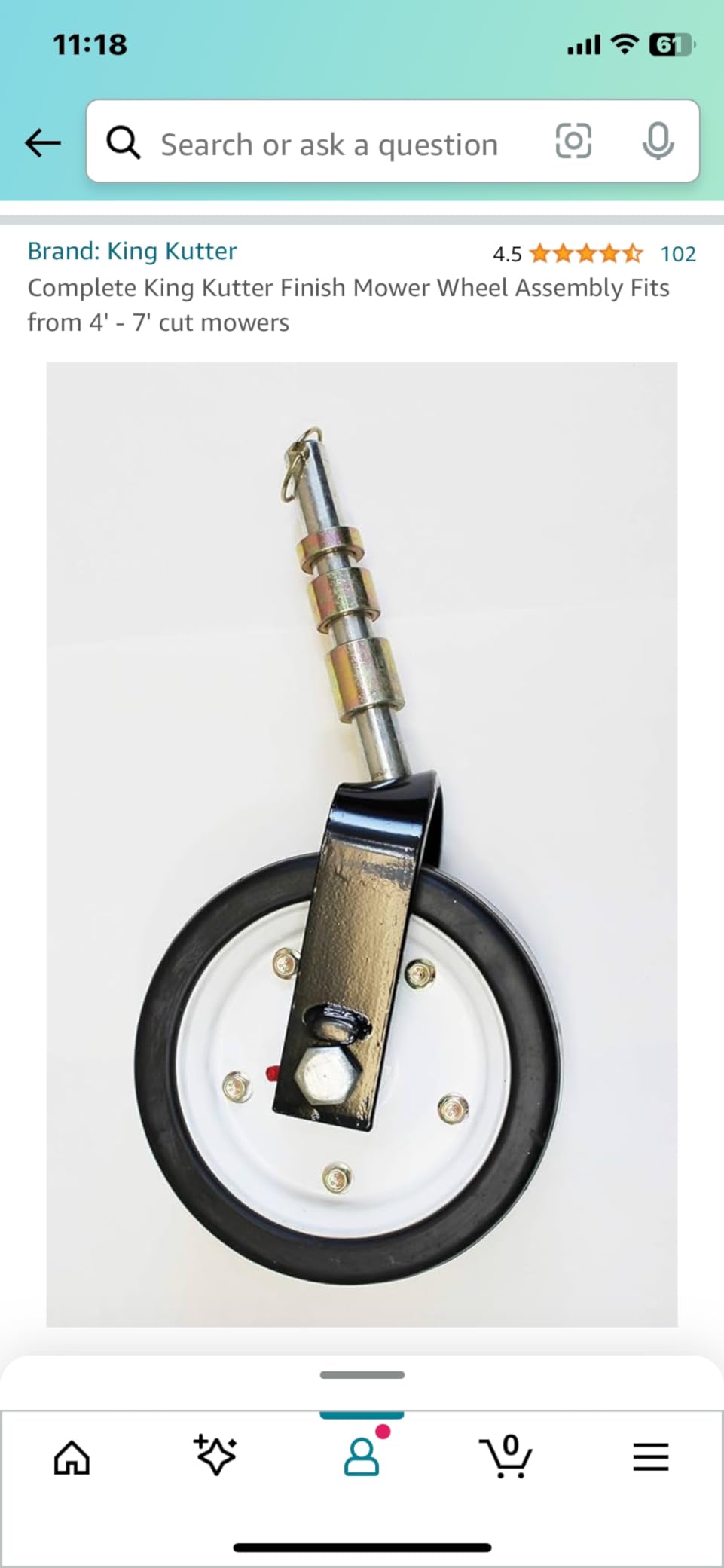 Amazon.com : Complete King Kutter Finish Mower Wheel Assembly Fits from ...