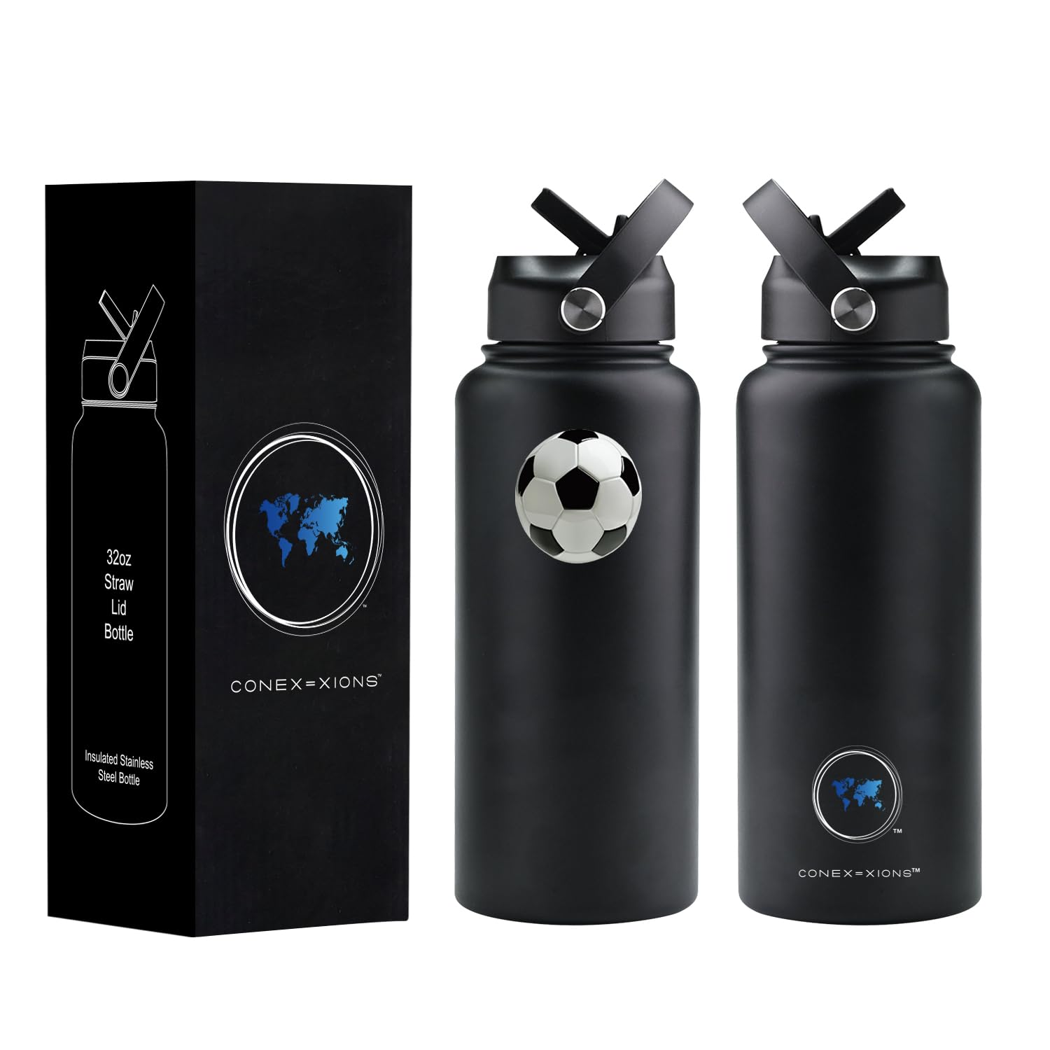 Amazon.com: Conex=Xions 32 oz Stainless Steel Soccer Water Bottle ...