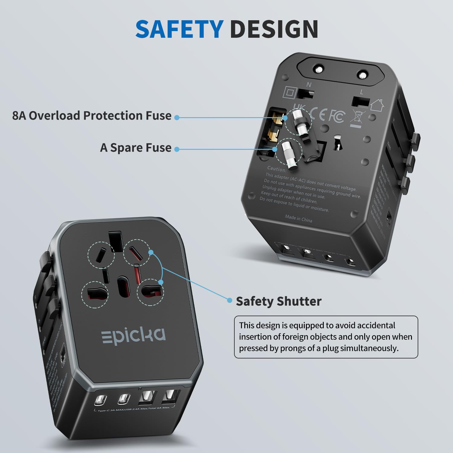 Snapklik.com : EPICKA Universal Travel Adapter, International Power ...
