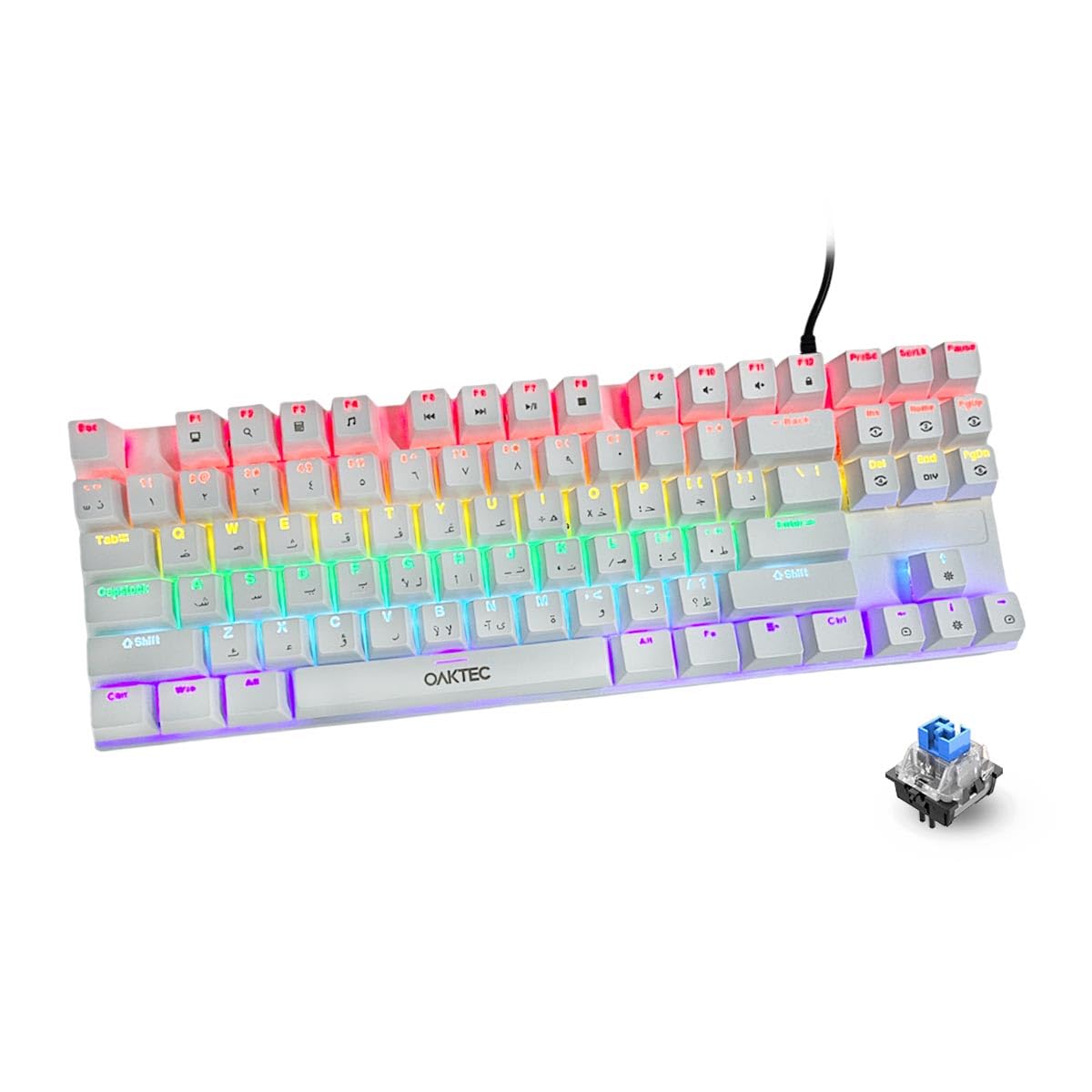 Buy OAKTEC Arabic English 87 Keys Mechanical Gaming Keyboard, Wired ...